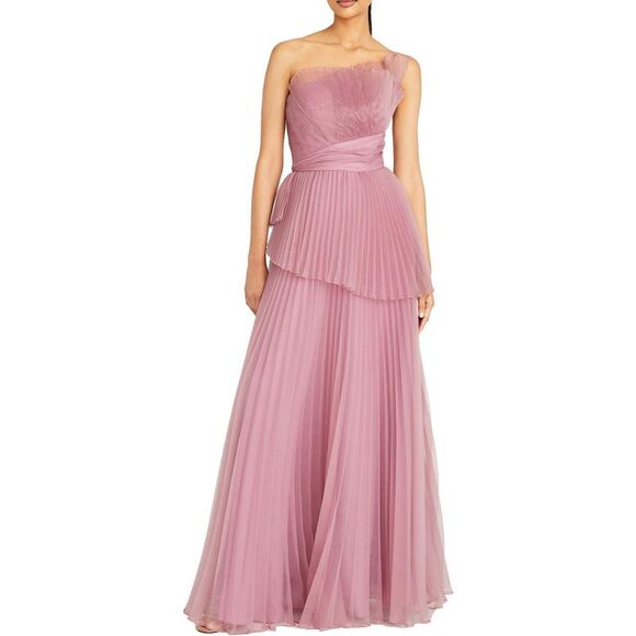 Theia | Dresses | Theia Womens Delphine Purple Pleated Polyester ...
